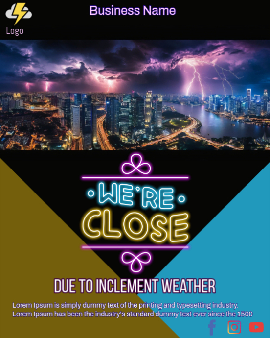 weather Closure Announcement Instagram Portrait Template | PosterMyWall