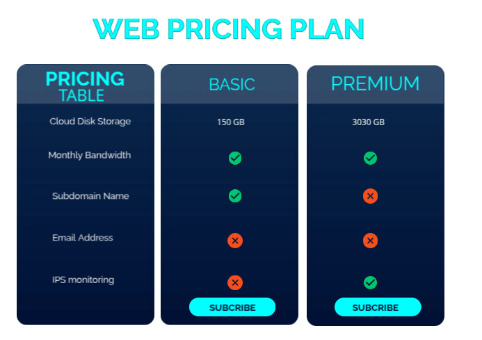 Web Price Plan Template | PosterMyWall