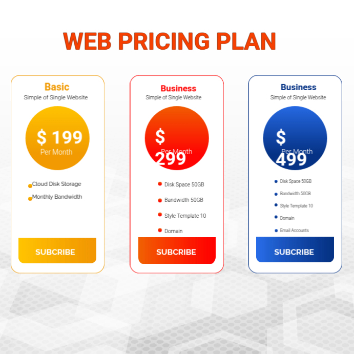 Web Price Plan Template | PosterMyWall