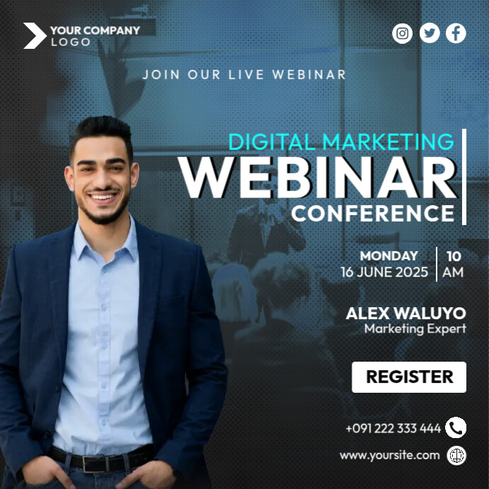 Webinar Conference Square Ads Template | PosterMyWall