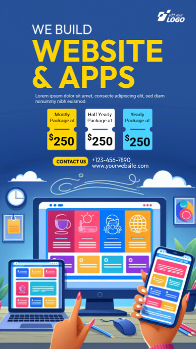Website and Apps Design Ads Banner Template | PosterMyWall
