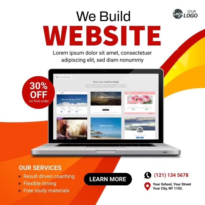 Plantilla de Website building service banner ad | PosterMyWall