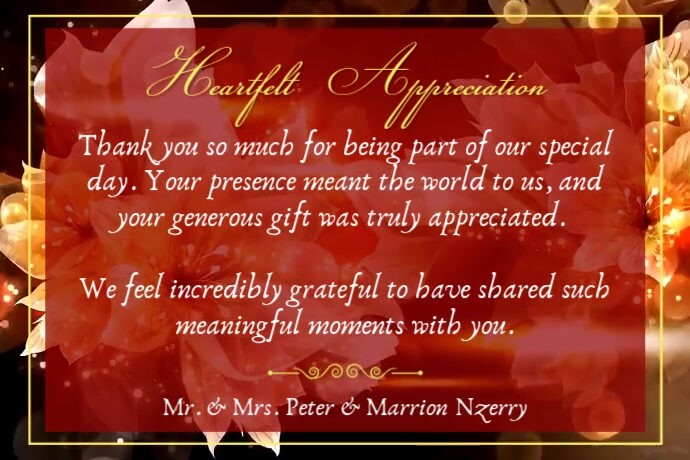 Plantilla de Wedding Appreciation Thank You Card | PosterMyWall