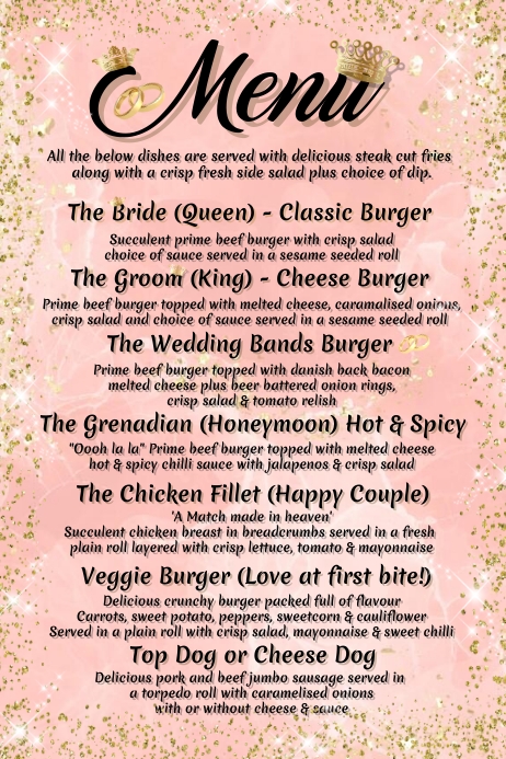 Wedding Burger Menu Template | PosterMyWall