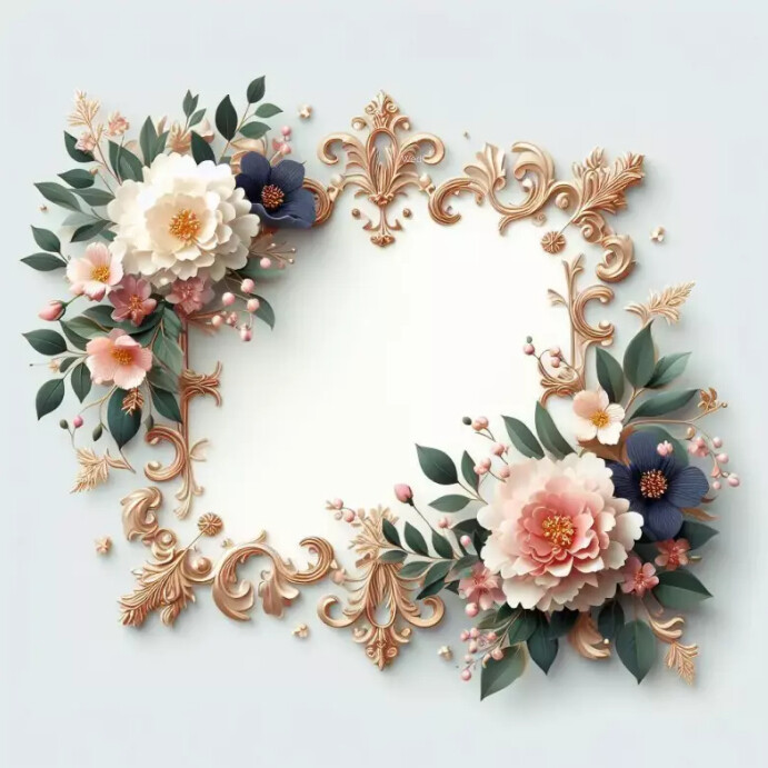 Wedding card flower border Template | PosterMyWall