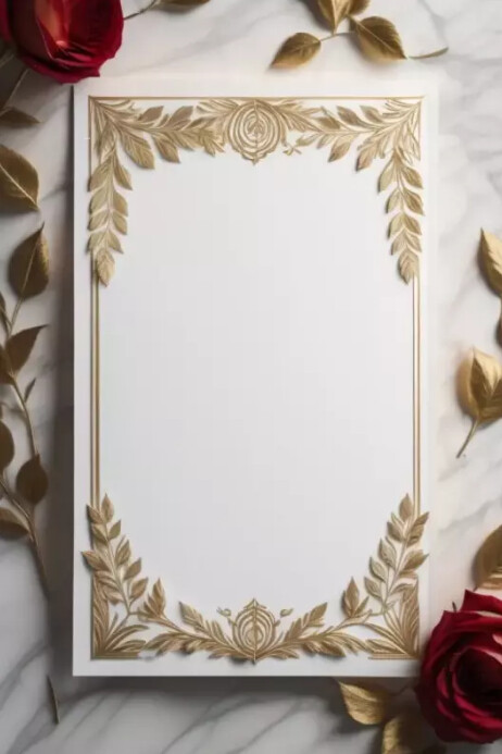 Wedding card gold frame border Template | PosterMyWall