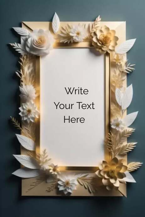 Wedding card gold frame border Template | PosterMyWall