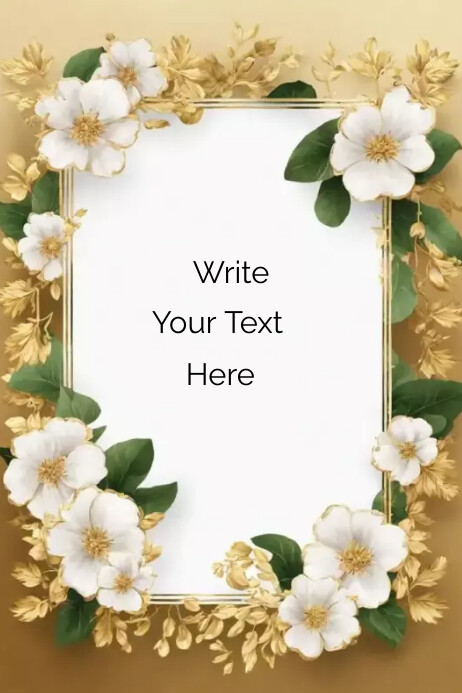 Wedding card gold frame border Template | PosterMyWall