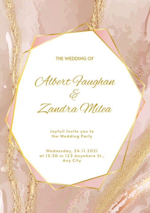 Wedding Card Gold Frame Template | PosterMyWall
