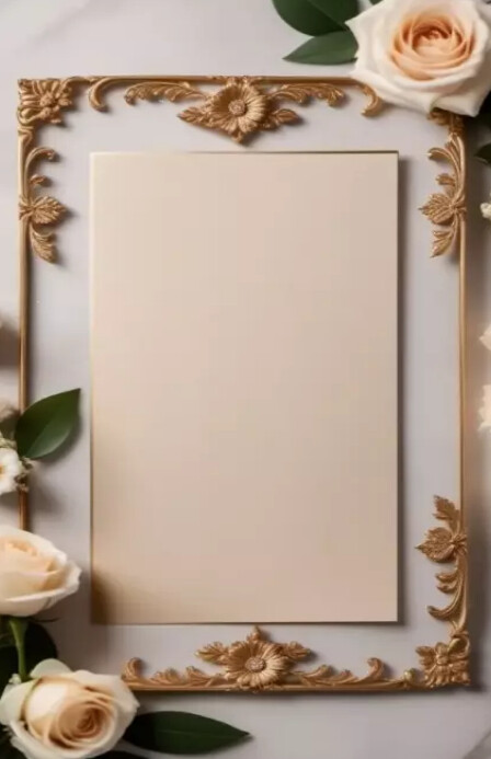 Wedding card gold frame Template | PosterMyWall