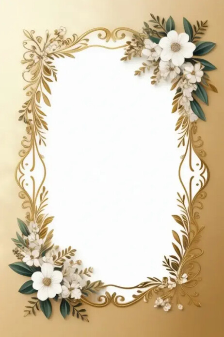 Wedding card gold frame Template | PosterMyWall