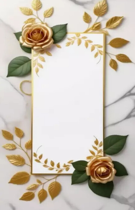 Wedding card gold frame Template | PosterMyWall