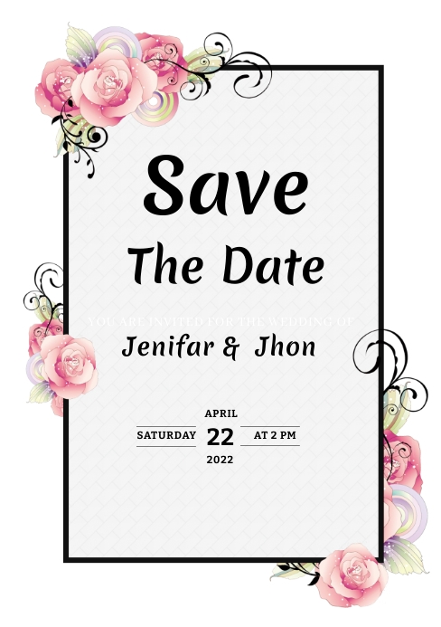 Wedding card save the date floral (2) Template | PosterMyWall