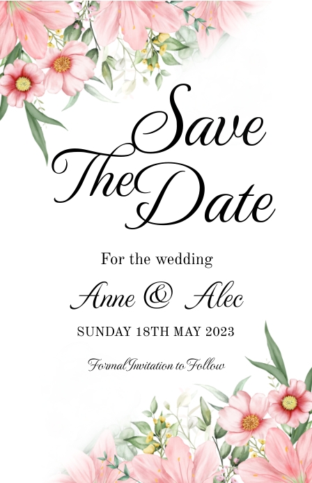 Wedding card save the date floral (3) Template | PosterMyWall