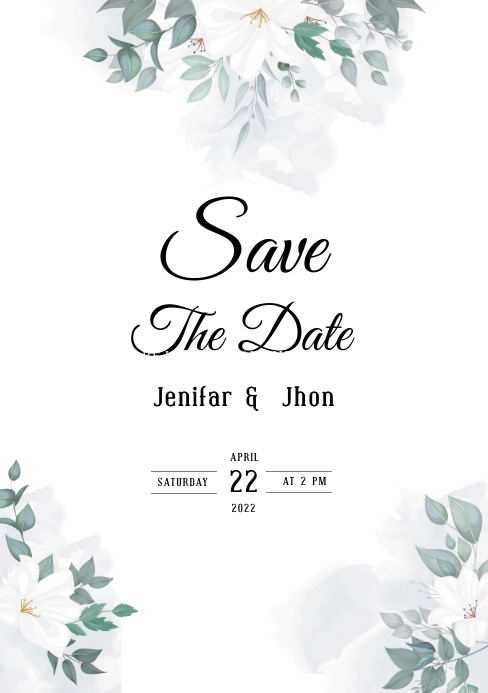 Wedding card save the date greene (2) Template | PosterMyWall