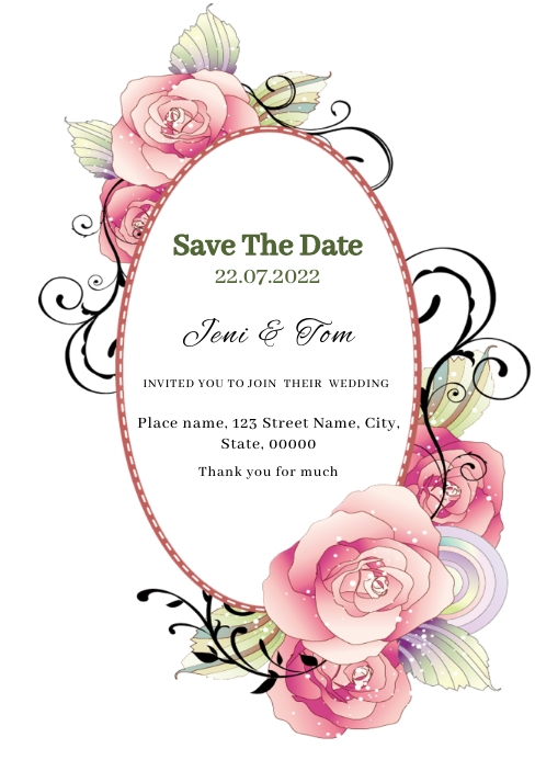 Wedding card save the date greene (3) Template | PosterMyWall
