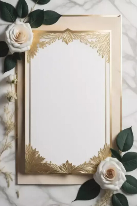 Wedding card template design gold frame | PosterMyWall