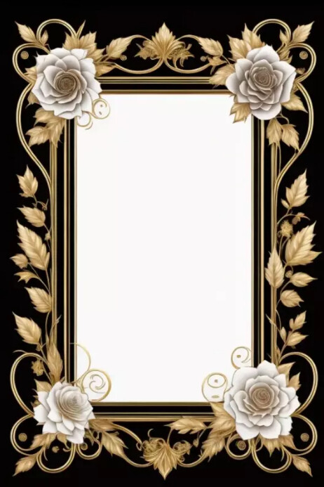 Wedding card template design gold frame borde | PosterMyWall
