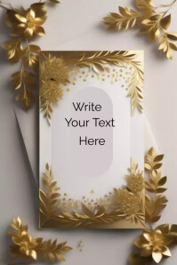 Wedding card template design gold frame | PosterMyWall