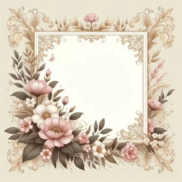 Wedding card template Flora frame | PosterMyWall