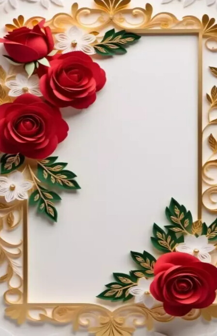 Wedding card template flower border wedding | PosterMyWall