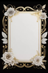 Wedding card gold frame border Template | PosterMyWall