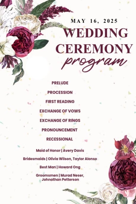 Wedding Ceremony Program Template | PosterMyWall