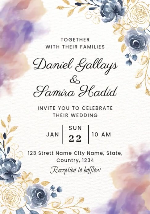 wedding floral card save the date Template | PosterMyWall