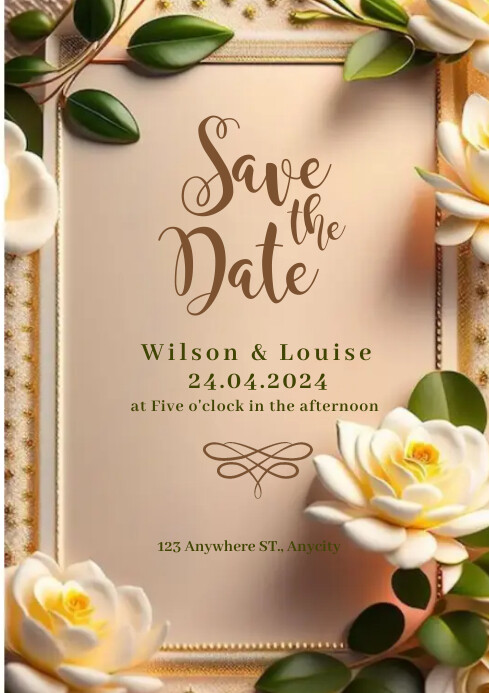 Plantilla de Wedding Invitation 3d Floral ads | PosterMyWall