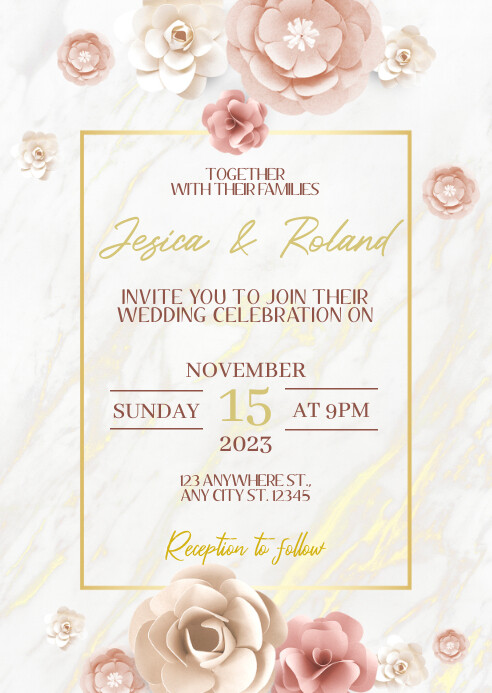 Wedding Invitation A6 Template | PosterMyWall
