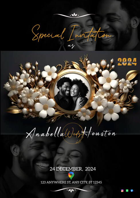WEDDING INVITATION ADD INSTAGRAM Template | PosterMyWall