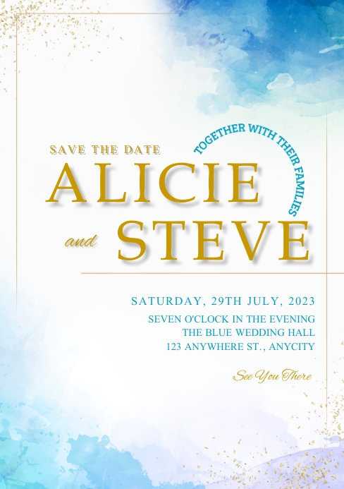 Wedding Invitation All Blue Template | PosterMyWall