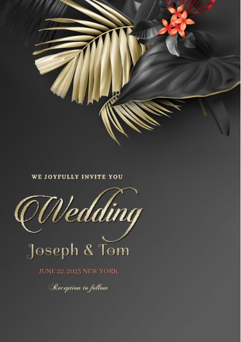 Copy of Wedding invitation black card tamplate (1) | PosterMyWall