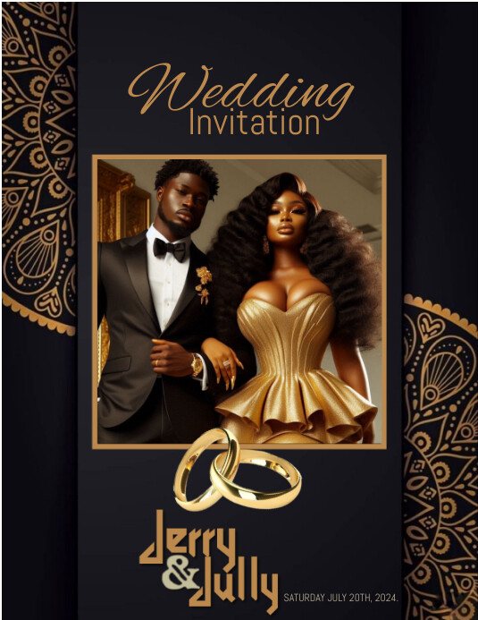 Wedding Invitation Black Flyer Template | PosterMyWall