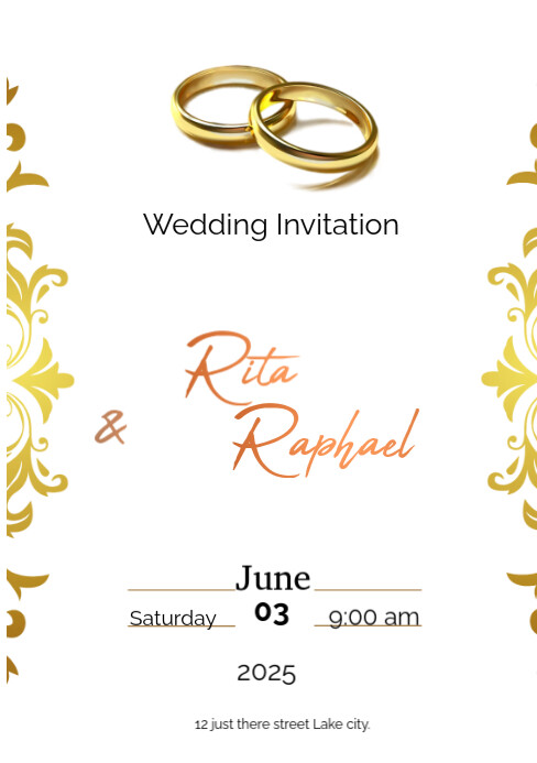 Wedding Invitation Card A5 Template | PosterMyWall