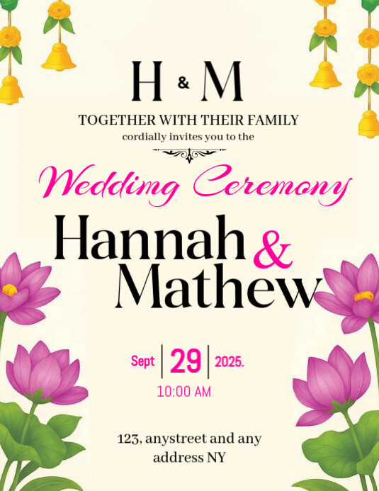 Wedding invitation card flyer design template | PosterMyWall