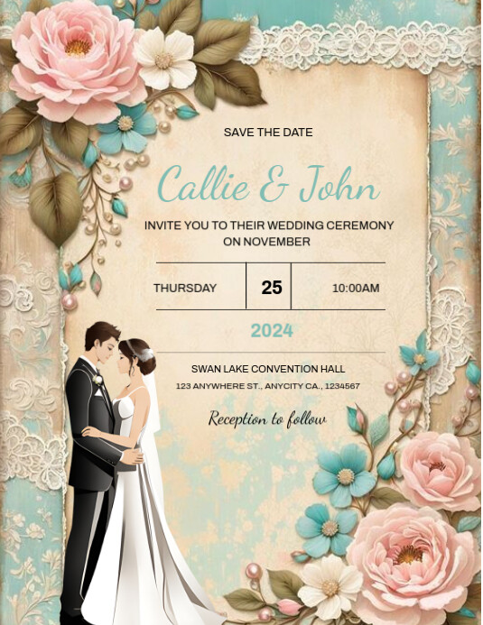 Wedding Invitation Card Flyer Design Template | PosterMyWall