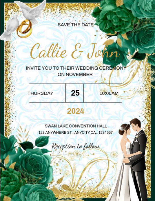 Wedding Invitation Card Flyer Design Template | PosterMyWall