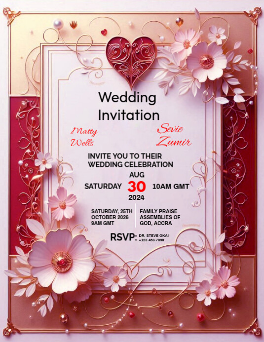 Wedding Invitation Card Flyer Flyer (us Letter) Template | PosterMyWall