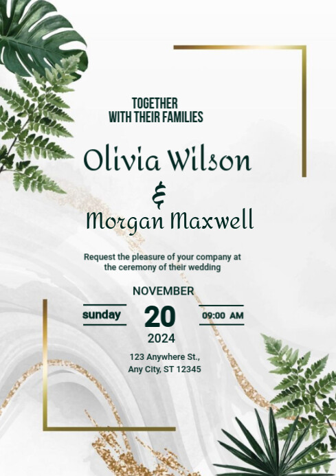 Modèle Wedding Invitation Card Flyer Template | PosterMyWall