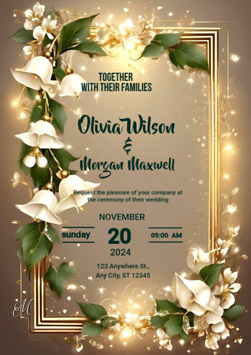 Copy of Wedding Invitation Card Flyer Template | PosterMyWall