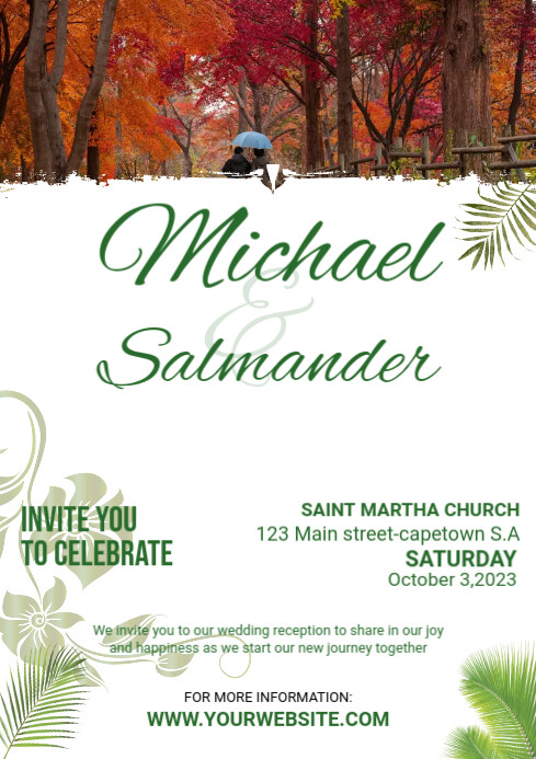 wedding invitation card flyer template | PosterMyWall