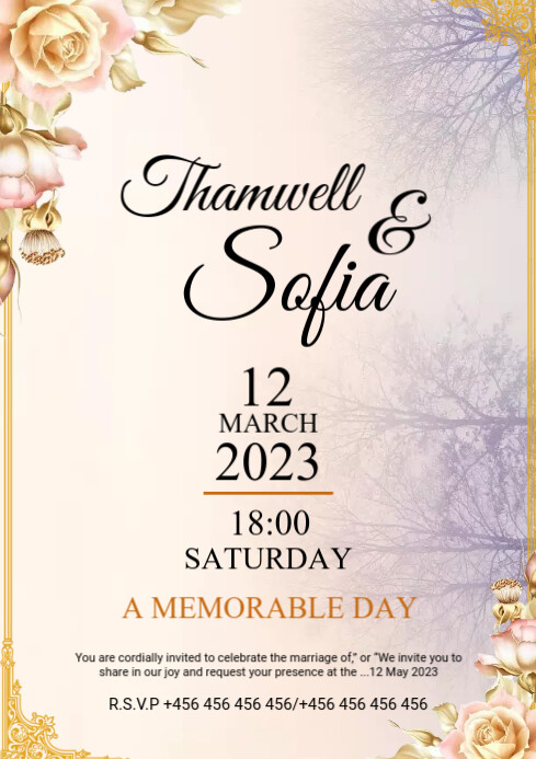 wedding invitation card flyer template | PosterMyWall