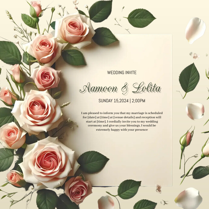 Wedding invitation card instagram post (1) Template | PosterMyWall