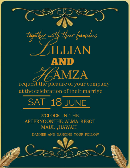 Wedding invitation card poster Template | PosterMyWall
