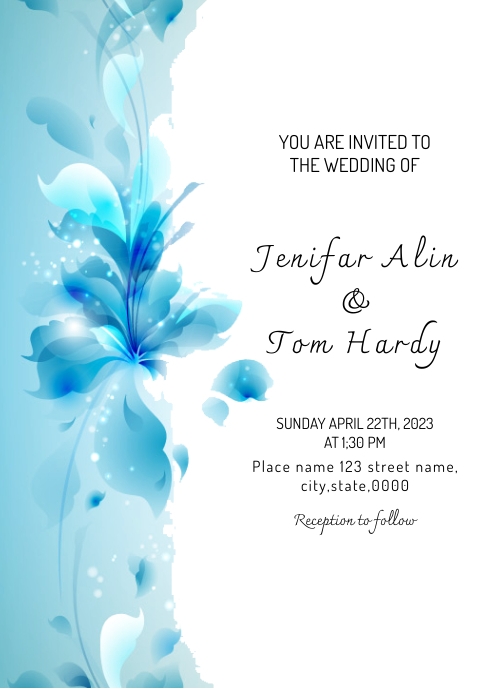 Wedding invitation card tamplate blue (1) Template | PosterMyWall
