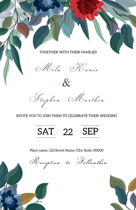 Copy of Wedding invitation card tamplate blue (1) | PosterMyWall