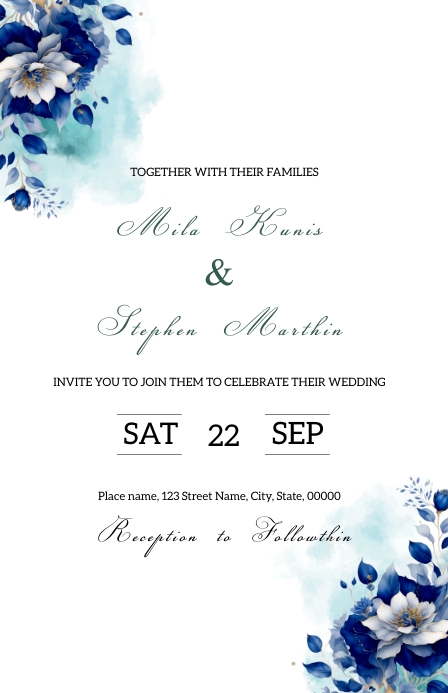 Wedding invitation card tamplate blue (2) Template | PosterMyWall