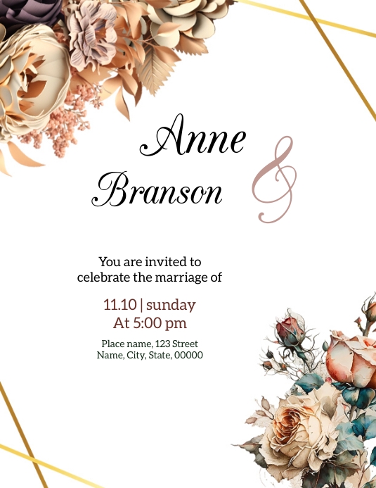 Wedding invitation card tamplate brown Template | PosterMyWall