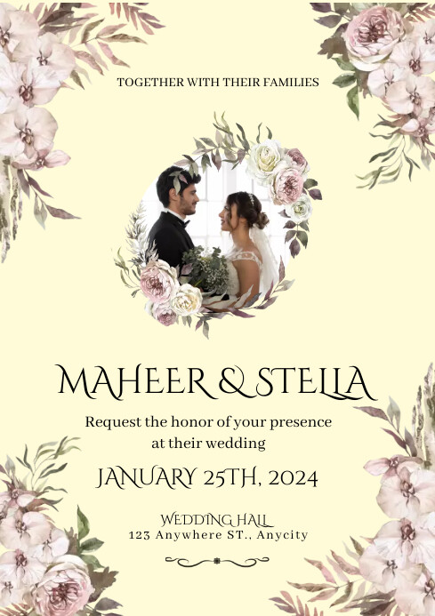 Wedding Invitation Chocolate Floral Template | PosterMyWall